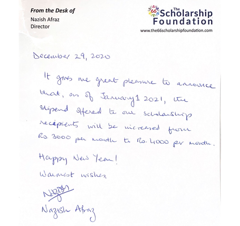 Increase In Stipend From Januaray 2021 The 66 Scholarship Foundation