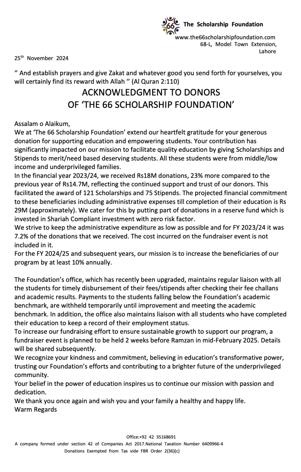 letter-to-donors-the-66-scholarship-foundation